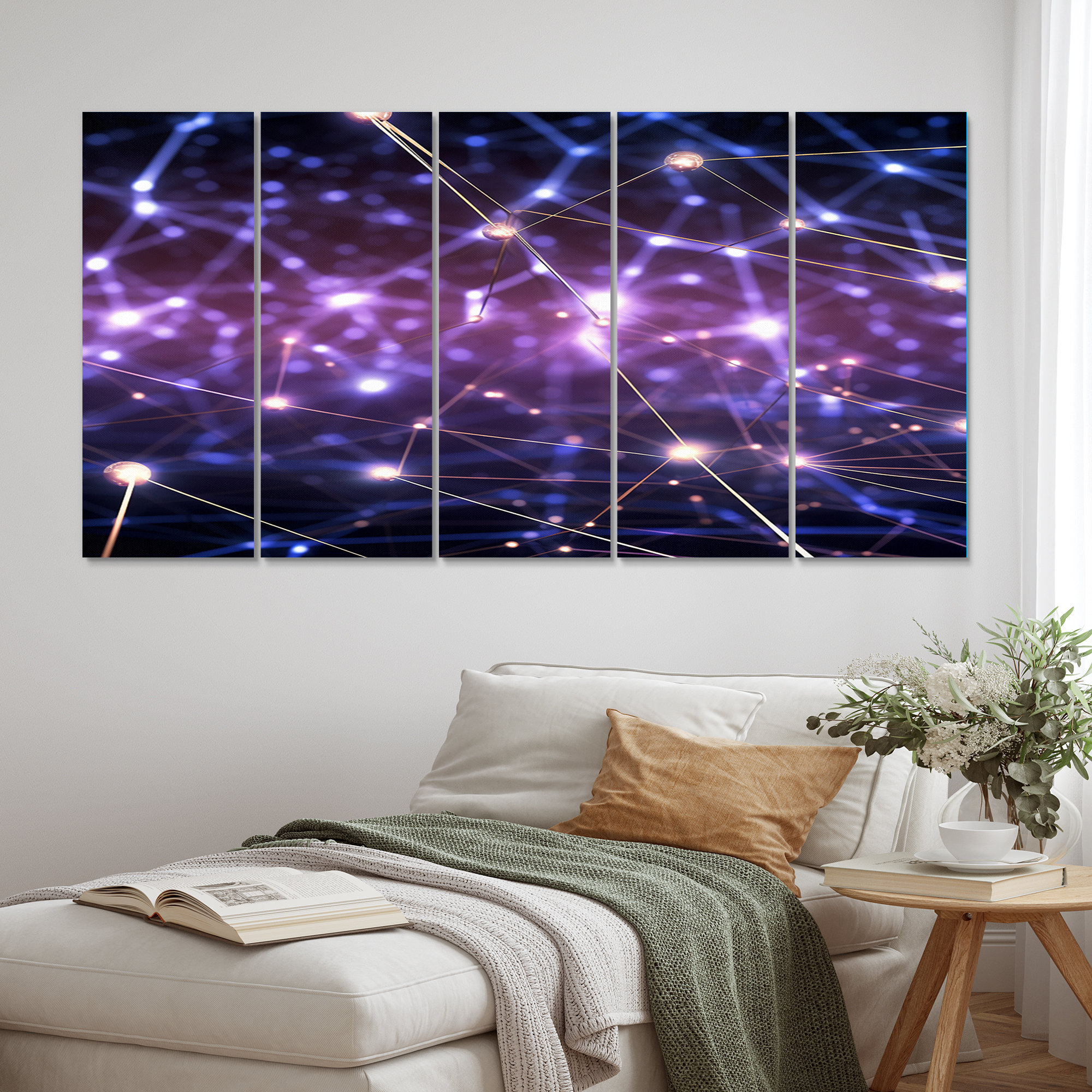 Ebern Designs Abstract Light Infinity Matrix On Canvas 5 Pieces Print | Wayfair